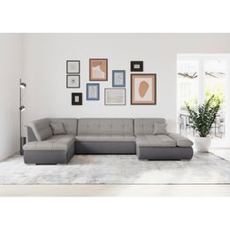 DOMO collection Wohnlandschaft &raquo;MORIC 353x216x80 cm, mit viel Platz, U-Form, auch in Cord&laquo; im XXL-Format, wahlweise mit Bettfunktion und 