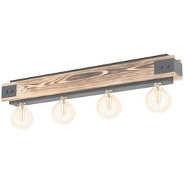 Eglo Deckenleuchte &raquo;LAYHAM Deckenlampe, Vintage, Holz und Stahl, E27, Flurlampe, Lampe&laquo; E27 1 Stk. Deckenleuchte, Wohnzimmer, L76 x B8,5 x H10 cm, 