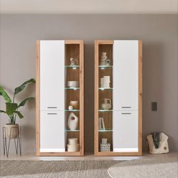 Home Affaire Wohnwand &raquo;Brixen, moderne Anbauwand, Wohnzimmer-Set, Eiche Evoke Dekor mit Wei&szlig;&laquo; Set, 2 Stk. tlg. wei&szlig; Holzwerkstoff B/H/T: 180cmcm x 