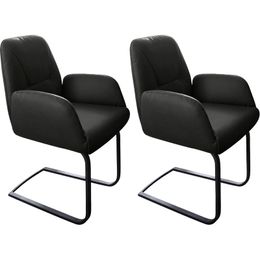 W.Schillig Freischwinger &raquo;ole&laquo; (Set) 2 Stk.2er- oder 4er-Set, Gestell in Schwarz pulverbeschichtet grau Longlife Xtra-Leder Z69: Das feinnarbige, 