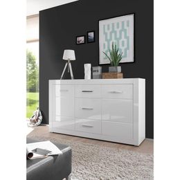 Home Affaire Sideboard &raquo;Bianco, moderner Schrank, Kommode in Wei&szlig; Hochglanz&laquo; silberne Metallgriffe, ausreichend Stauraum, zeitlos, 164 cm breit wei&szlig; B