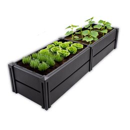 KHW Hochbeet &raquo;Demeter L - schmal&laquo; MADE IN GERMANY BxTxH: 158x44x31 cm grau Polypropylen B/H/T: 158cm x 31cm x 44cm