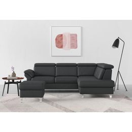 Sit & More sit&more Ecksofa &raquo;Arngast L-Form&laquo; inklusive Kopfteilverstellung und Federkern schwarz B/H/T: 245cm x 84cm x 194cm, NaturLEDER , Ottomane rechts, ohne 