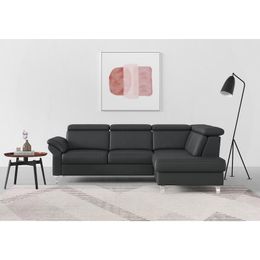 Sit & More sit&more Ecksofa &raquo;Arngast L-Form&laquo; inklusive Kopfteilverstellung und Federkern schwarz B/H/T: 245cm x 84cm x 194cm, NaturLEDER , Ottomane rechts, ohne 