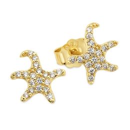 Firetti Damen Paar Ohrstecker &raquo;Seestern-Design Silber gelbgoldfarben vergoldet&laquo; mit Zirkonia (synth.) gold Silber 925 (Sterlingsilber)