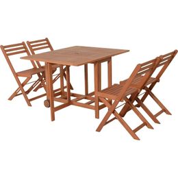 Garden Pleasure Garten-Essgruppe &raquo;, Tischgruppe &raquo;ANAHEIM&laquo;&laquo; Set, 4 St&uuml;hle (klappbar), Tisch LxB: 110x90 cm braun Einheitsgr&ouml;&szlig;e