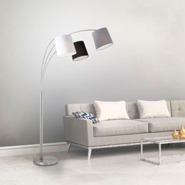 JUST LIGHT Stehlampe &raquo;MELVIN&laquo; E27 1 Stk. wei&szlig;, grau, schwarz, Kippschalter an der Stehleuchte, Metall u. Stoff silber 3, &Oslash; 19cm H: 190cm, 1 Stk.