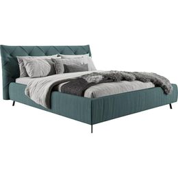 Home Affaire Polsterbett &raquo;Elloree, in 4 Breiten bis 200cm, auch in Leder&laquo; Kopfteilh&ouml;he 105 cm, belastbar bis 280 kg, auch in &Uuml;berl&auml;nge 220cm blau 100%