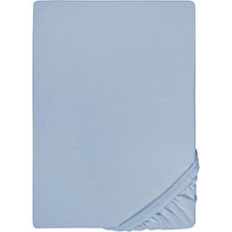 Biberna Spannbettlaken &raquo;Marc&laquo; aus Baumwolle, f&uuml;r Matratzen bis 22 cm H&ouml;he, Bettlaken, Spannbetttuch blau Jersey, Obermaterial: 100% Baumwolle B/L: 200cm, 1 