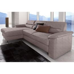 Sit & More sit&more Ecksofa &raquo;Ascara L-Form&laquo; inklusive Boxspring/Federkern-Polsterung, wahlweise mit Schlaffunktion grau NaturLEDER (echtes Rindsleder), Korpus in