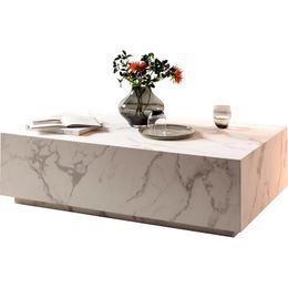 Salesfever Couchtisch &raquo;Almeria Beistelltisch: Stilvoller Tisch 120/75 cm&laquo; Stilvoller, rechteckiger Tisch in edler Marmoroptik, 120x75cm wei&szlig; B/H/T: 