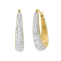 Firetti Damen Paar Creolen &raquo;Schmuck Geschenk Edelstahl Ohrschmuck Ohrringe&laquo; mit Kristallstein (synth.) gold 22,7mm, Edelstahl