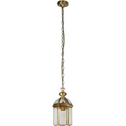 Searchlight Au&szlig;en-Stehlampe &raquo;Lantern - Antikes Messing & Klarglas&laquo; E27 1 Stk. gold H: 32cm, 1 Stk.
