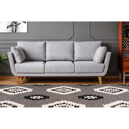 Arte Espina Teppich &raquo;Ethnie 400&laquo; rechteckig 10 mm H&ouml;he 3D-Design, Kurzflorteppich, Ethno-Design grau Baumwolle B : 200cm 1 Stk., 10mm, L: 290cm