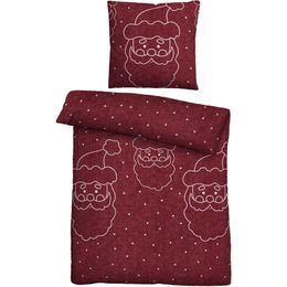 Biberna Bettw&auml;sche &raquo;Xmas&laquo; 2 Stk. kuschelig warm, weich, Melange, 100% Baumwolle, made in Germany rot Flanell, Obermaterial: 100% Baumwolle B/L: 135cm x 200cm,