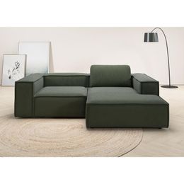 Home Affaire Ecksofa &raquo;Watertown, kompakte L-Form, 246 cm breite f&uuml;r kleinere R&auml;ume&laquo; modernes Ecksofa mit Feincordbezug, platzsparend & bequem gr&uuml;n 95%