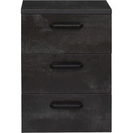 M&auml;usbacher Mehrzweckschrank schwarz Holzwerkstoff Schwarzstahl, B/H/T: 50cm x 73cm x 35cm, Schubladen: 3 Stk., Basisausf&uuml;hrung