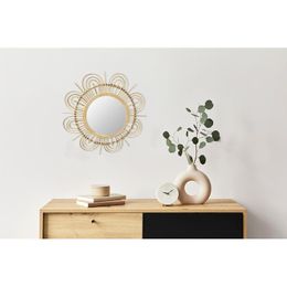 Kayoom Wandspiegel &raquo;Rattan Spiegel Aina 325&laquo; beige Spiegelglas B/H/T: 51cm x 51cm &Oslash; 51cm
