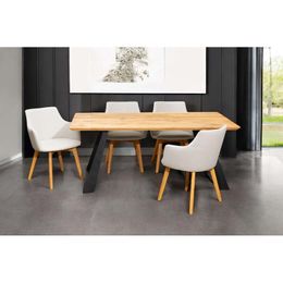 Home Affaire Essgruppe &raquo;Ena Sitzgruppe f&uuml;r K&uuml;che/Esszimmer, Esstisch mit 4 Polsterst&uuml;hlen 5tlg&laquo; Set, 5-tlg, 5 Stk. tlg. Stuhlbeine in Eiche Natur oder