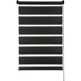 Gardinia Doppelrollo &raquo;Easyfix&laquo; halbtransparent Sichtschutz mit Bohren/ohne Bohren freih&auml;ngend segmentweise gewebter Stoff schwarz Polyester 220cm, 