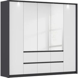 Rauch Dreht&uuml;renschrank &raquo;Mainz mit Spiegel und Passepartout&laquo; optional mit Beleuchtung, Au&szlig;ent&uuml;ren mit Push-to-Open Funktion grau Holzwerkstoff B/H/T: 
