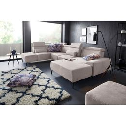 Sit & More sit&more Wohnlandschaft &raquo;Gizeh U-Form&laquo; 15 cm Fu&szlig;h&ouml;he, inklusive Sitztiefenverstellung und Kopfteilverstellung beige B/H/T: 340cm x 230cm, Luxus-