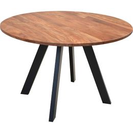 ByLiving Esstisch &raquo;Tara&laquo; 1 Stk. tlg. ausdrucksstarke Tischplatte aus Massivholz Akazie beige B/H/T: 120cm x 76cm x 120cm