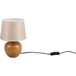 REALITY LEUCHTEN Schreibtischlampe &raquo;Luxor&laquo; E14 1 Stk. warmwei&szlig; - kaltwei&szlig; Keramik Tischleuchte in Holzoptik, mit Stoffschirm, exkl 1xE14 max 40W braun