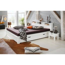 OTTO home Massivholzbett &raquo;"KERO"Stauraum im Kopfteil&laquo; zertifiziertes Massivholz (Kiefer), optional mit Schublade wei&szlig; Liegefl&auml;che L&auml;nge B: 200cm x 