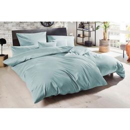 Primera Bettw&auml;sche &raquo;Uni Luxus-Satin in Gr. 135x200, 155x220 oder 200x200 cm&laquo; 2 Stk. Bettw&auml;sche aus Baumwolle, unifarbene Bettw&auml;sche mit Rei&szlig;verschluss grau 