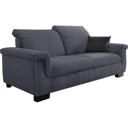 DOMO collection 2,5-Sitzer &raquo;Sully bequem, Breite 210cm, zeitlos und elegant&laquo; wahlweise mit R&uuml;ckenverstellung grau Luxus-Microfaser (100% Polyester);