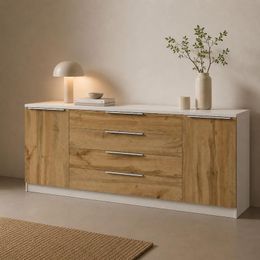 borchardt M&ouml;bel borchardt M&ouml;bel Kommode &raquo;Oliva, Kommode mit Metallgriffen&laquo; Breite 200 cm, mit 4 Schubk&auml;sten wei&szlig; Holzwerkstoff B/H/T: 200cm x 78cm x 35cm