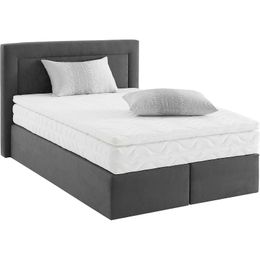 Westfalia Schlafkomfort Boxspringbett wahlweise mit Bettkasten und Topper grau Microvelours Mit Kaltschaum-Topper, ohne Bettkasten, Liegefl&auml;che B/L: 140cm x 200cm, Gewicht 