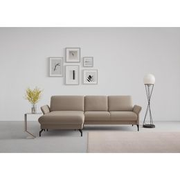 Sit & More sit&more Ecksofa &raquo;Fashion L-Form&laquo; wahlweise mit Kopfteilverstellung und Vorziehsitz, motorisch grau B/H/T: 253cm x 84cm x 165cm, Soft clean, Recamiere