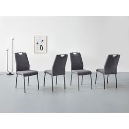 Hela Esszimmerstuhl &raquo;ELIF&laquo; (Set) 4 Stk.140 Kg Belastbar, K&uuml;chenstuhl grau 100% Polyester B/H/T: 44cm x 96cm x 64cm, 4 Stk., Webstoff