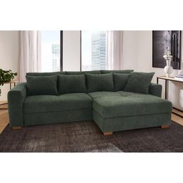 Jockenh&ouml;fer Ecksofa &raquo;Kampen L-Form, B: 288 cm, Liegefl. 153x245 cm&laquo; mit Schlaffunktion, Bettkasten & Zierkissen, Federkern gr&uuml;n Korpus: 100% Polyester;Kissen: 100