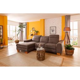 Home Affaire Ecksofa &raquo;Dundee L-Form&laquo; wahlweise mit Kopfteilverstellung und zus&auml;tzlich mit Schlaffunktion braun Luxus-Microfaser Florence (100% 