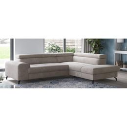 COTTA Ecksofa &raquo;Aura L-Form, B: 260 cm, inkl. Schlaffunktion, 3 verstellbare&laquo; Kopfteile, extra Bettkasten, Fu&szlig;h&ouml;he 12cm, Liegefl&auml;che 176x123cm beige B/