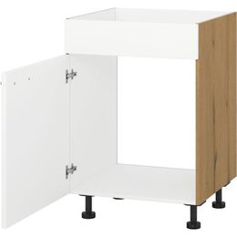 KOCHSTATION Sp&uuml;lenschrank &raquo;"KS-Scafa"&laquo; in verschiedenen Breiten, wahlweise T&uuml;ranschlag rechts oder links wei&szlig; eiche astig, B/H/T: 50cm x 75cm x 56cm, 