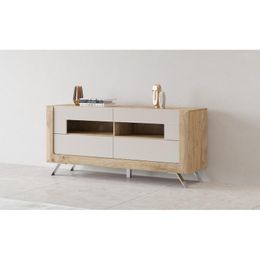 Home Affaire Lowboard &raquo;Kasai&laquo; Breite 160,5 cm, mit 2 Schubladen beige B/H/T: 160,5cm x 73cm x 48cm, eiche harbor gold/kashmir, 2 Stk.