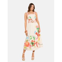 Love & Roses Kleid Damen Gr&ouml;&szlig;e 40 hellbeige / pastellblau / grasgr&uuml;n / rot