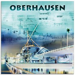 Artland Glasbild &raquo;Oberhausen Skyline Abstrakte Collage&laquo; Deutschland 1 Stk. tlg. in verschiedenen Gr&ouml;&szlig;en blau B/H/T: 50cm x 50cm, Glasbild Deutschland 