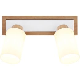 Globo LIGHTING Deckenspot &raquo;ROWENA&laquo; E27 1 Stk. Holz-Strahler, dreh-/schwenkbar, Opalglas, 2xE27, 600mm 2, &Oslash; 9,5cm H: 22cm, 1 Stk.