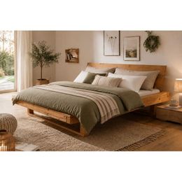 OTTO home Massivholzbett &raquo;Ultima, Balkenbett, Fichte oder Eiche Massivholz, FSC zertifiziert&laquo; Skandinavisches Designerst&uuml;ck, Robust, F&uuml;&szlig;e in Kufenform