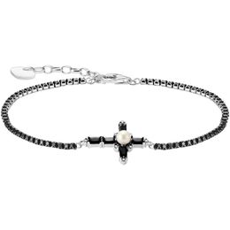 Thomas Sabo Damen Thomas Sabo Armband &raquo;Kreuz Cross Romance&laquo; mit Zirkonia (synth.) - mit S&uuml;&szlig;wasserzuchtperle bunt 19, Perlen Silber 925 (recycelt)