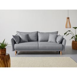 Home Affaire Schlafsofa &raquo;Granbo, B: 228 cm, Liegel. 145x192 cm&laquo; Schlaffunktion, Bettkasten, Taschen & 4 Zierkissen, Federkern grau 100% Polyester B/H/
