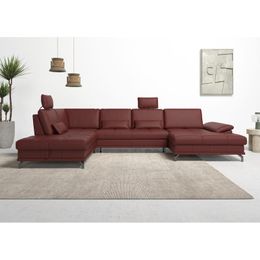 OTTO home Wohnlandschaft &raquo;Costello U-Form, B: 363 cm mit Sitztiefen-, Armteilverstellung &&laquo; 3 Nierenkissen, optional Schlaffunktion & Bettkasten rot 