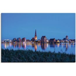 Artland Leinwandbild &raquo;Blick &uuml;ber Warnow auf Rostock&laquo; Rostock 1 Stk. tlg. auf Holzrahmen gespannt blau Leinwand B/H/T: 90cm x 60cm, Leinwandbild Rostock 