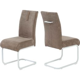 Jockenh&ouml;fer Freischwinger &raquo;Kenny&laquo; (Set) 2 Stk.mit Taschenfederkern, Bezugsstoff Cord grau 100% Polyester B/H/T: 44cm x 98cm x 60cm, 2 Stk., Cord