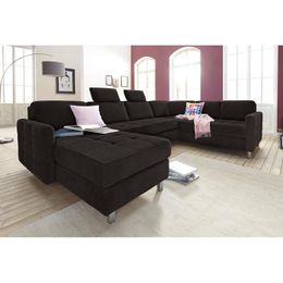 Sit & More sit&more Wohnlandschaft &raquo;Pablo U-Form&laquo; wahlweise mit Schlaffunktion und Bettkasten schwarz Struktur (100% Polyester);Kunstleder SOFTLUX ;Luxus-